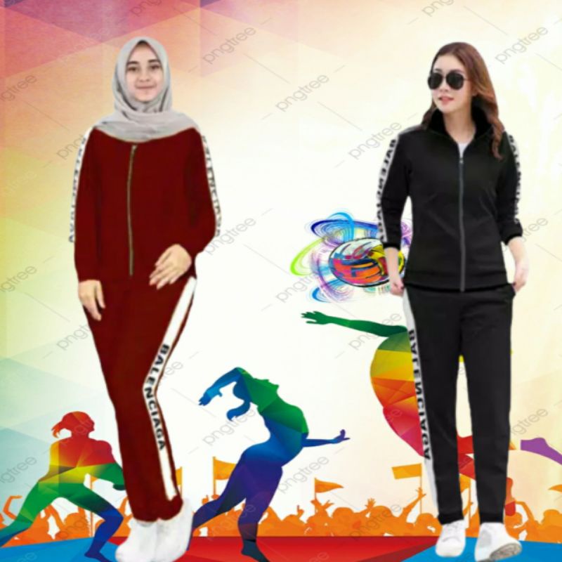 Jual Pakaian Setelan Olahraga Wanita Training Senam Resleting ...