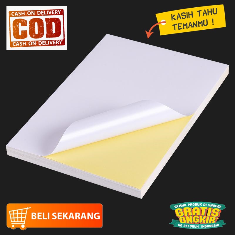 Jual Kertas Stiker Printer Inkjet Isi 50 Lembar / Sticker Glossy ...