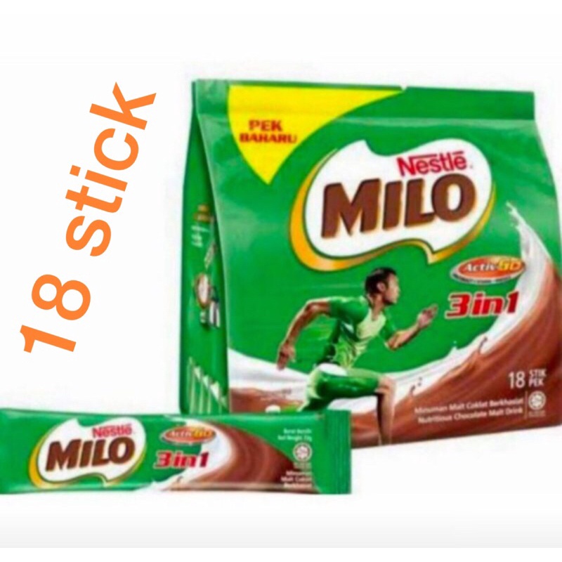 Jual MILO MALAYSIA 3 IN 1 NESTLE ACTIVE GO 1 PACK ISI 18 STICK | Shopee ...