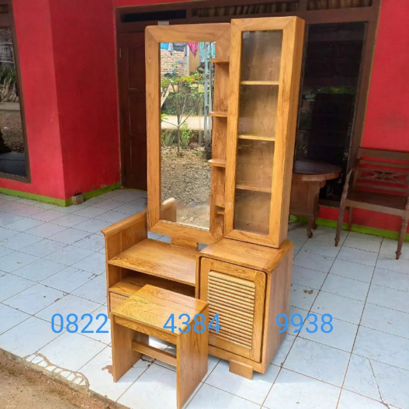 Jual meja rias jati tolet kaca cermin pengilon hias mirror rak bedak ...