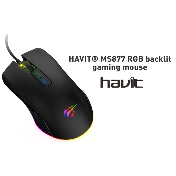 Jual Mouse Gaming HAVIT MS877 RGB Backlit With 7 Buttons | Shopee Indonesia