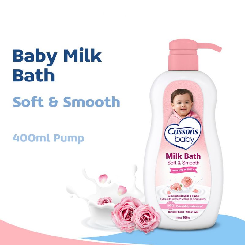 Jual CUSSONS BABY MILK BATH SOFT & SMOOTH PUMP 400ML | Shopee Indonesia