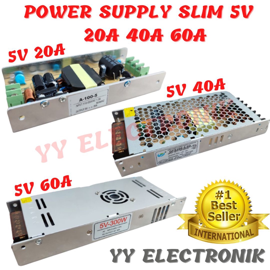 Jual POWER SUPPLY RUNNING TEXT SLIM ADAPTOR TRAVO 5V 20A 40A 60A 80A ...