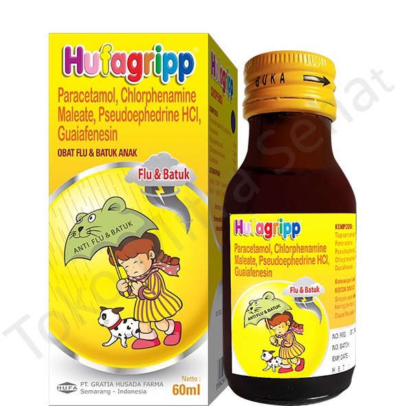 Jual HUFAGRIPP FLU DAN BATUK 60ml (KUNING) / HUFAGRIP SIRUP / OBAT BATUK DAN FLU ANAK / BATUK ...