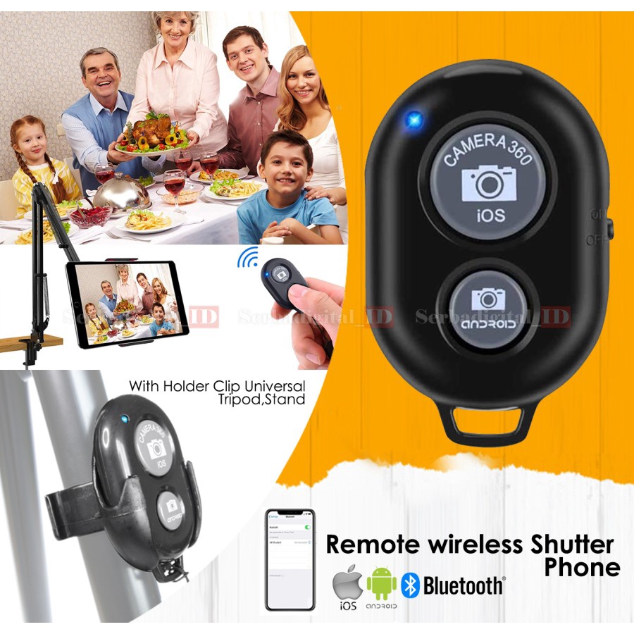 Jual Remote Bluetooth Sutter HP Android ios Whit Holder For Tripod ...