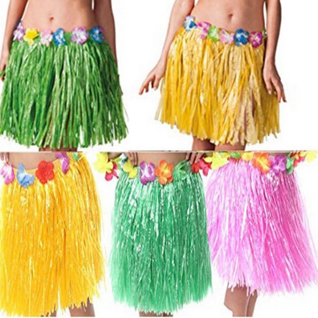 Jual rok hawai rumbai warna warni plastik tali rafia 30 cm, 40 cm, 60 ...