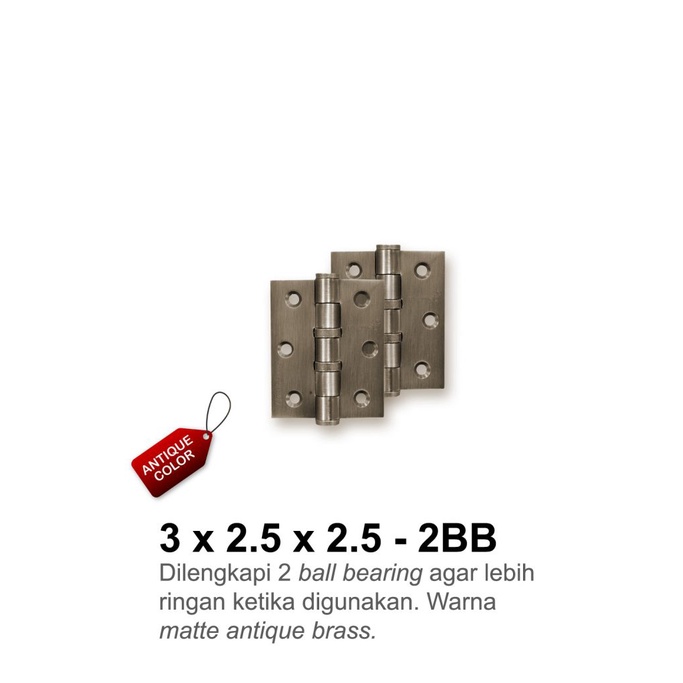 Jual EVOMAB - MHSH-3X2-5X2-5-2BB-MAB - Door Hinge (Engsel, Iron, 3x2,5x2,5mm-2BB, Matt Antique ...