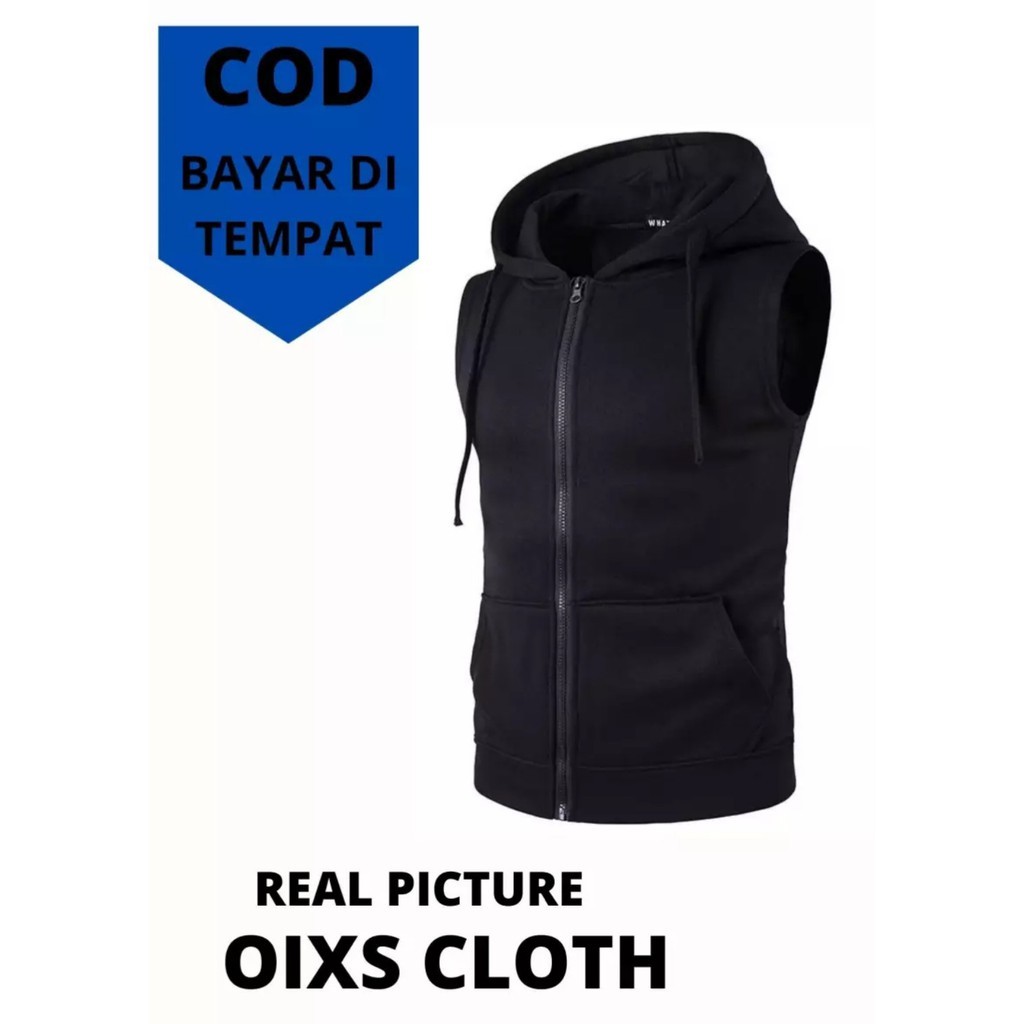 Jual Jaket rompi pria keren rompi polos katun fleece tebal - oixs cloth ...