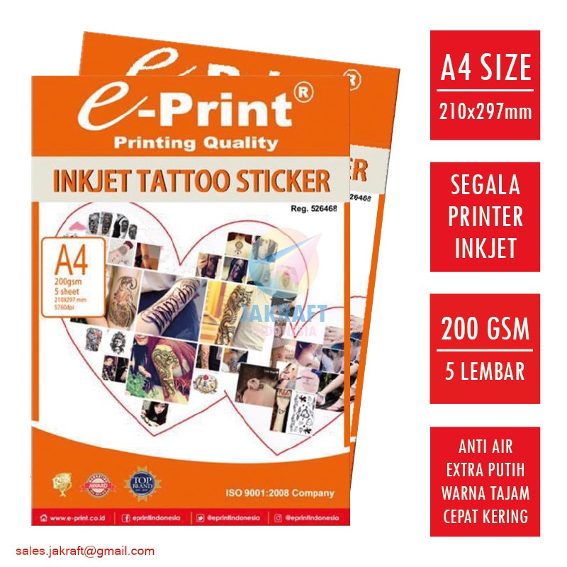 Jual (5 Lembar) Kertas Bahan Lolitato E-PRINT A4 EPRINT Stiker Tato ...