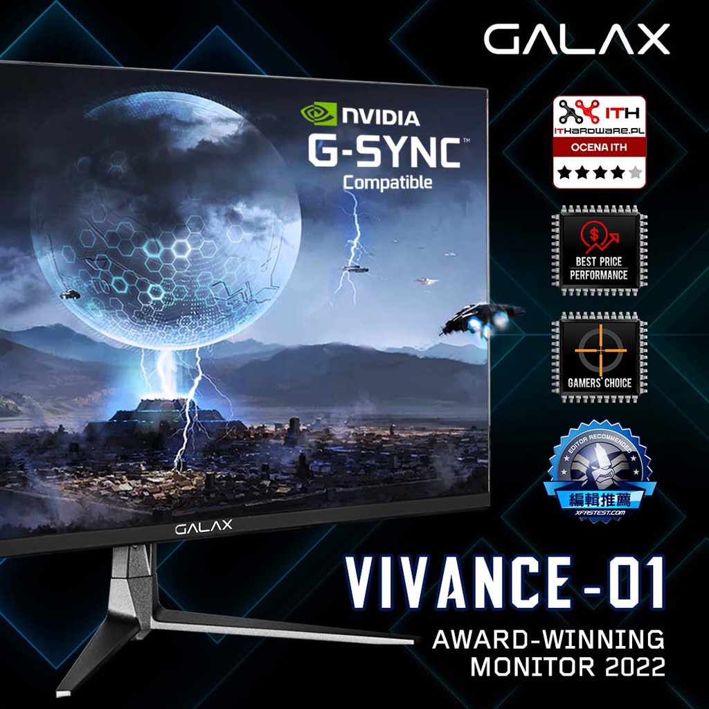 Jual Monitor Led GALAX GAMING VIVANCE-01 27" QuadHD 165Hz 1ms IPS Port ...