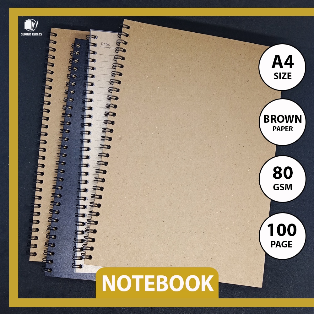 Jual NOTEBOOK A4/JURNAL/BUKU CATATAN/NOTEPAD/BROWNPAPER/VINTAGE/ GRID ...