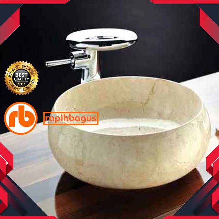 Jual wastafel batu marmer donat donuts 35cm glossy halus luar dalam ...