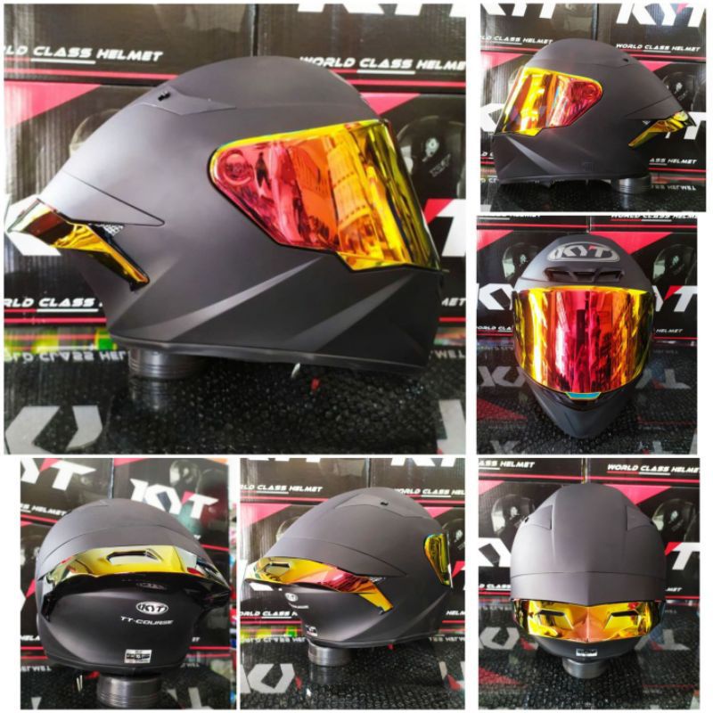 Jual KYT TT COURSE SOLID BLACK MATT PAKET GANTENG VISOR IRIDIUM ...