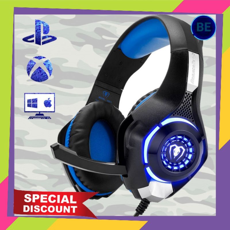 Jual Beexcellent Headphone Gaming Headset Original Led With Mic - Blue ...