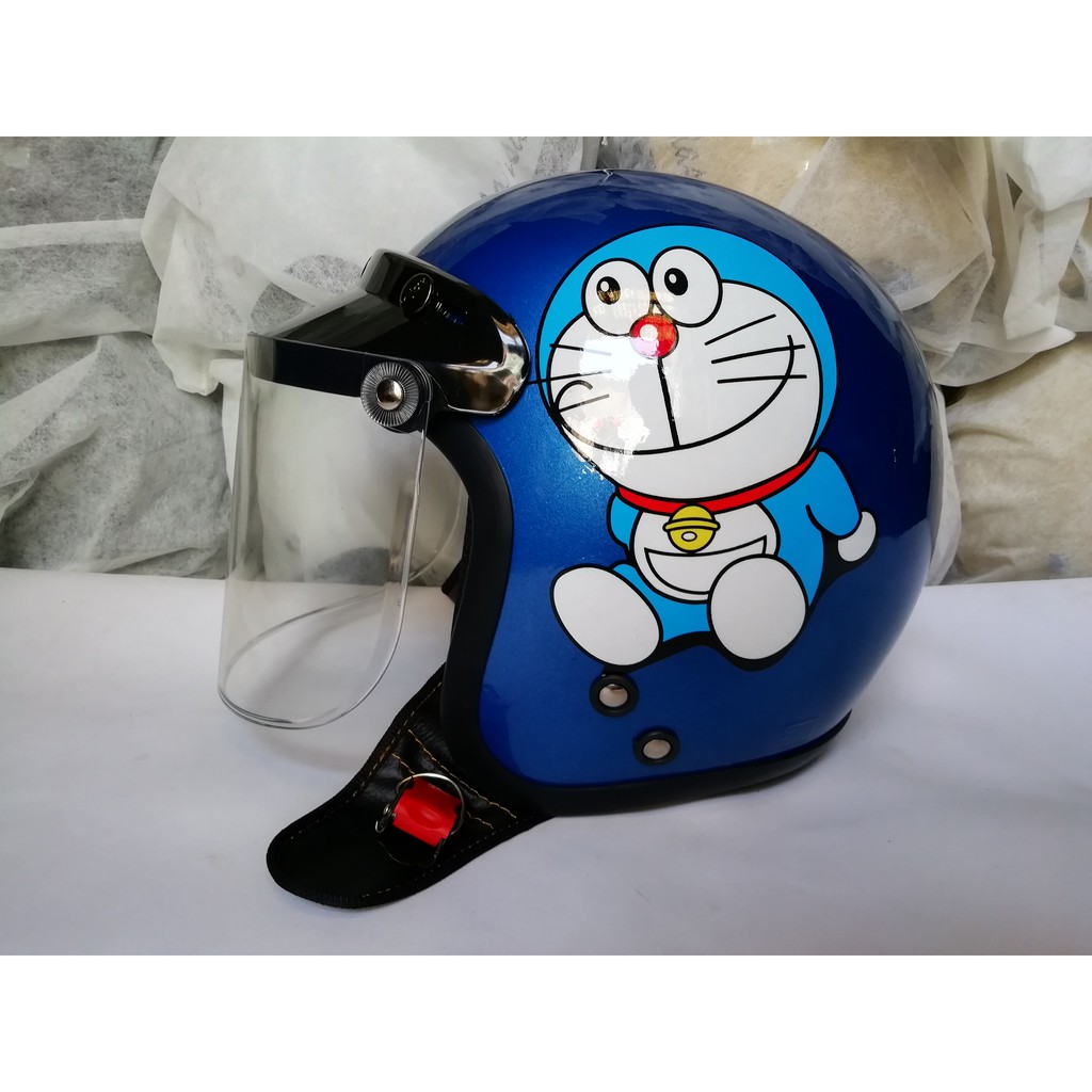 Jual HELM DORAEMON BOGO DEWASA CAT BIRU TUA KACA DATAR BENING | Shopee ...