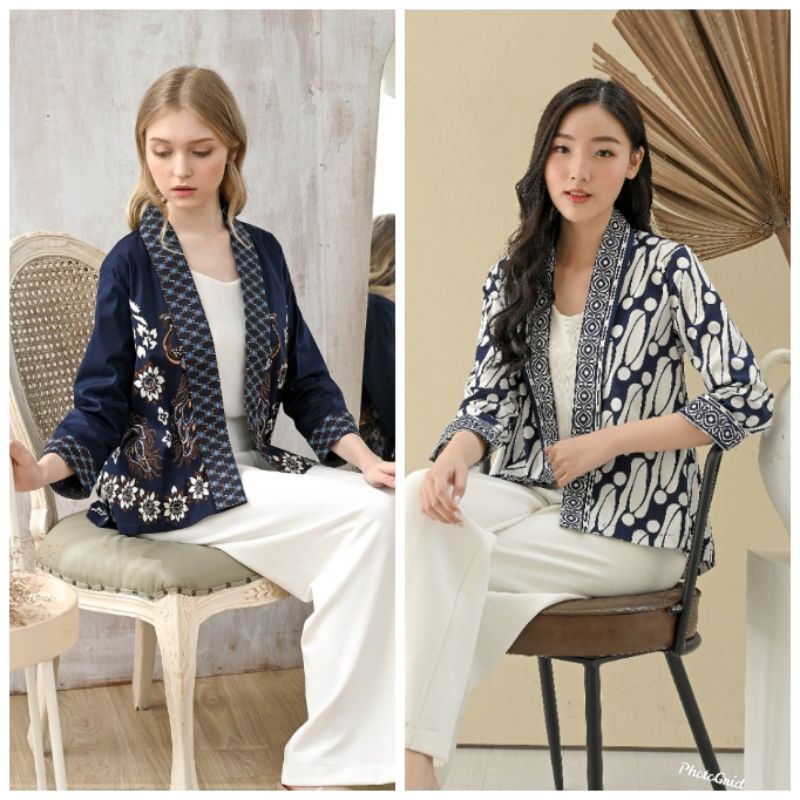 Jual Blazer Batik Wanita / Outer Batik Modern Navy 241 | Shopee Indonesia