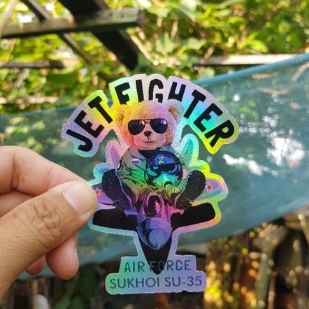 Jual stiker hologram teddy bear jet fighter air force sukhoi su 35 ...
