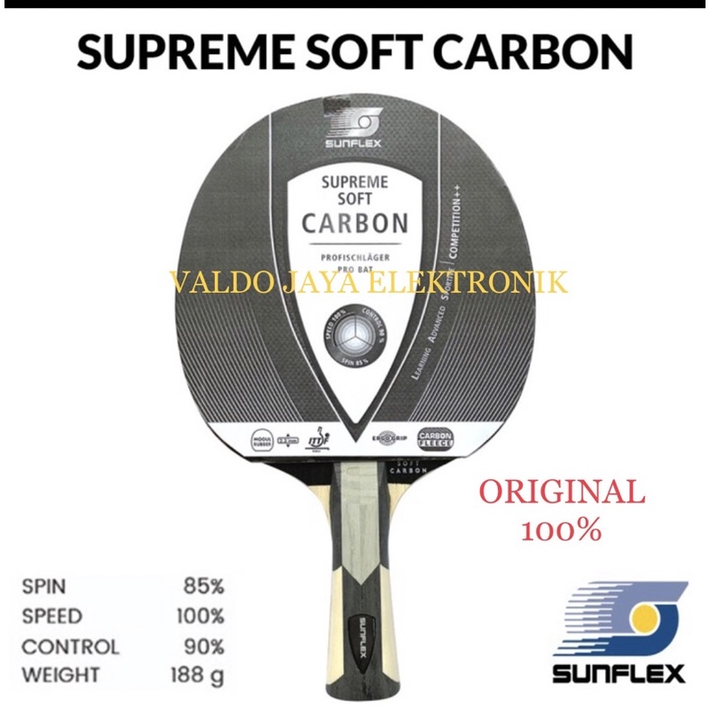 Jual SUNFLEX Bet Pingpong Tenis Meja SUPREME SOFT CARBON COMPETITION Bad Tenis Bat Pingpong ...