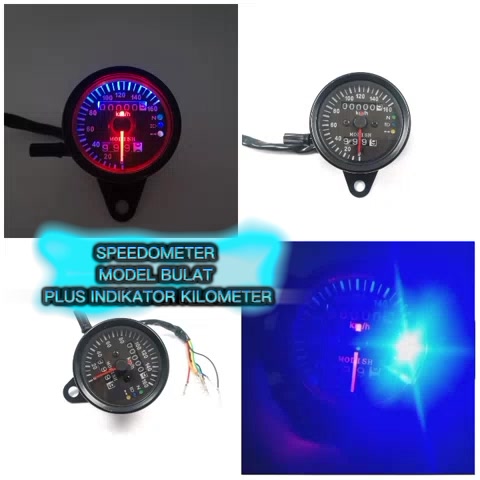 Jual Speedometer Kilometer Bulat LED Motor Universal Plus Indikator ...