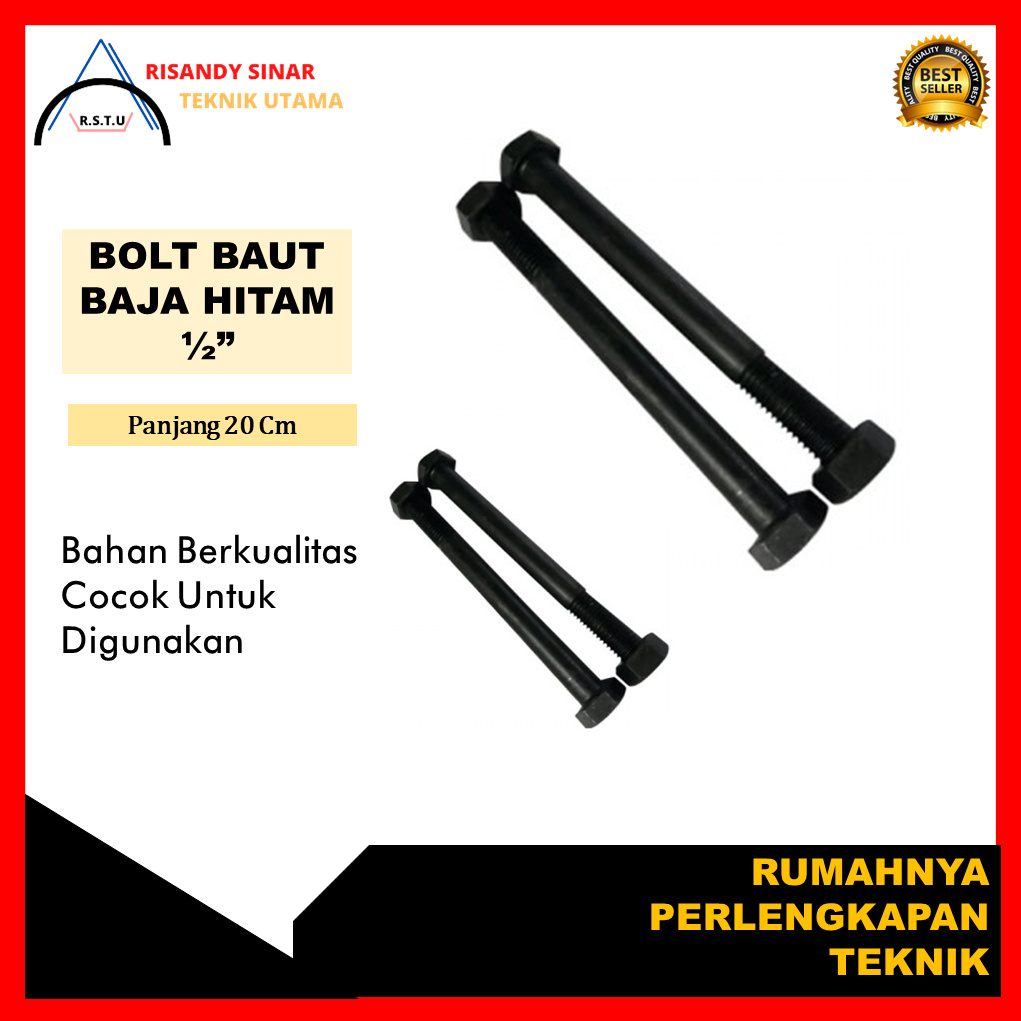 Jual Bolt baut Baja Hitam 1/2" |Baut Baja Murah | Mur Baut Baja Panjang ...