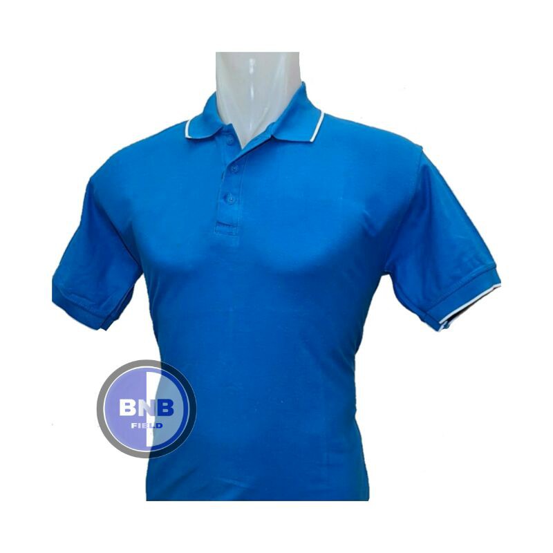 Jual KAOS KERAH POLO SHIRT BIRU TURQOISE LIS PUTIH BAHAN COTTON PIQUE ...