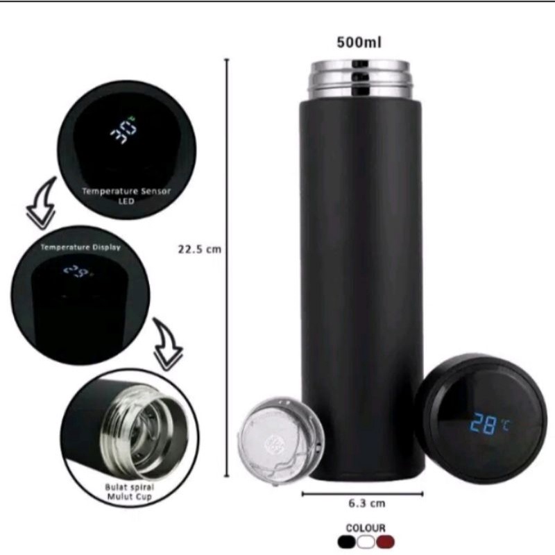 Jual Termos LED Temperature Display 500 ML - Termos Temprature tahan ...