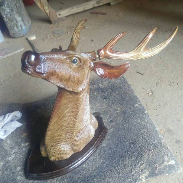 Jual Patung Kayu Kepala Rusa - Miniatur Kepala Rusa Kayu Meh | Shopee ...