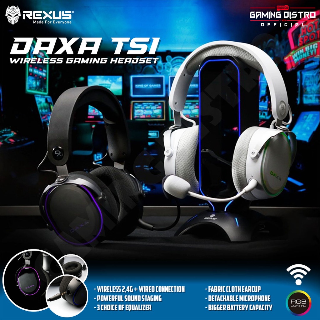 Jual Rexus Daxa TS1 / TS-1 Wireless RGB Gaming Headset | Shopee Indonesia