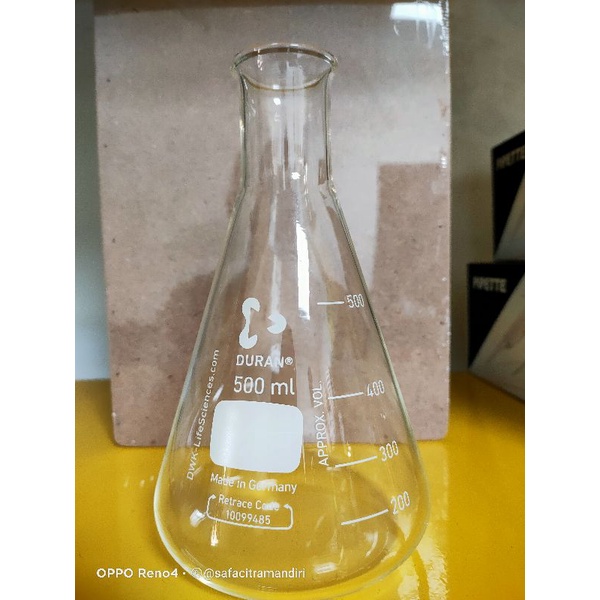 Jual Erlenmeyer Flask 500ml Merk Duran | Shopee Indonesia