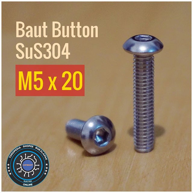 Jual Bolt Baut Button L M5 x 20 Stainless Steel Stenlis | Shopee Indonesia