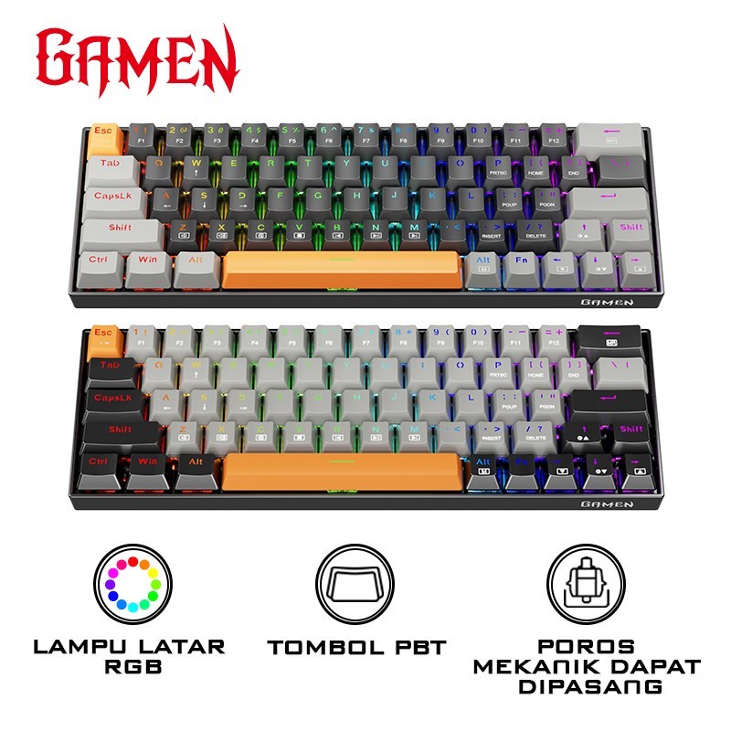 Jual Gamen Titan 3 Mini RGB 60% Mechanical Gaming Keyboard | Shopee ...