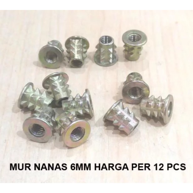 Jual Mur Tanam Mur Baut Nanas 4x10mm Pasangan Baut Diameter 4mm Mur ...