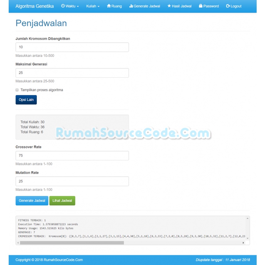 Jual Source Code Algoritma Genetika Penjadwalan PHP | Shopee Indonesia