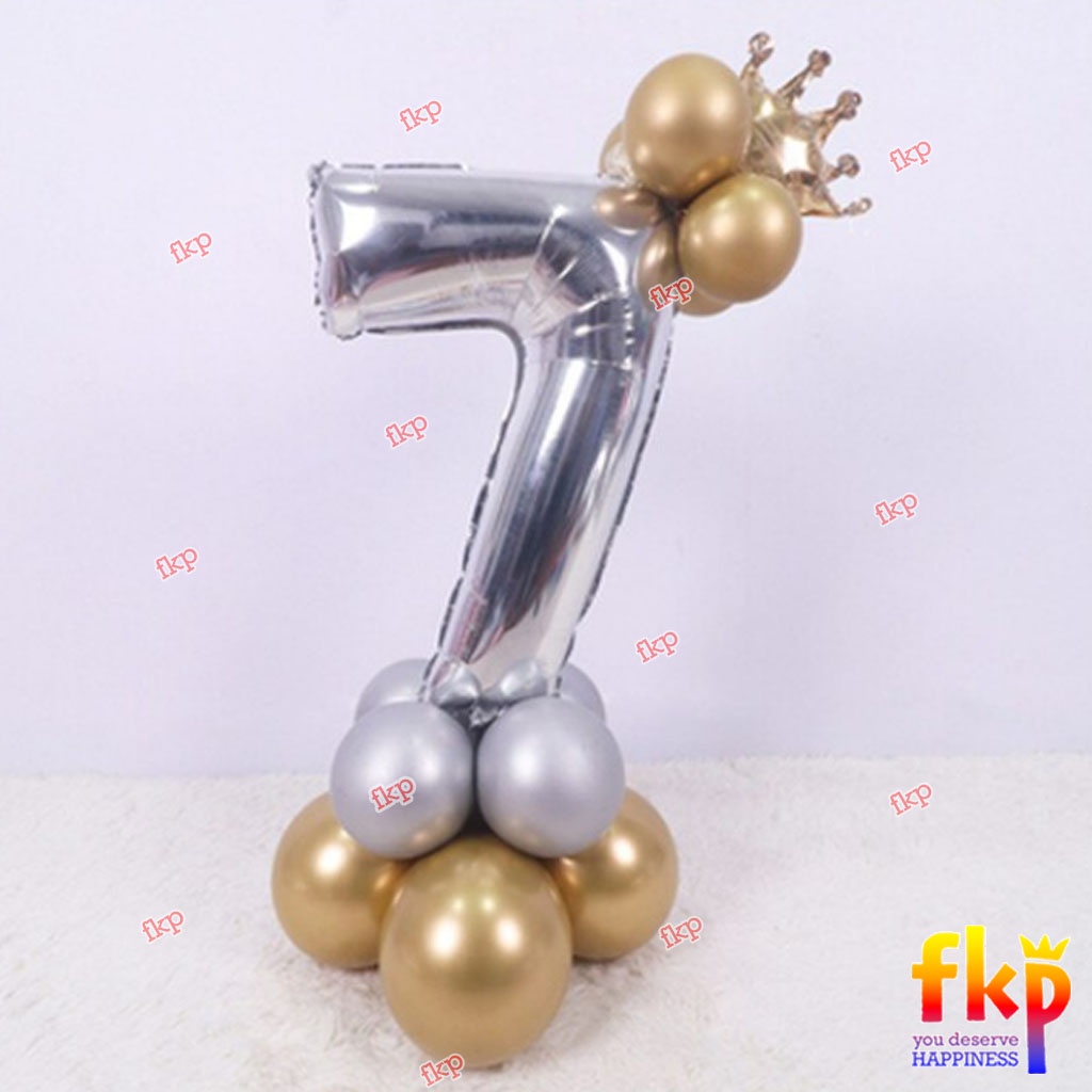 Jual FUN KIDS PARTY Balon Angka Berdiri Ulang Tahun Anak Silver Gold ...