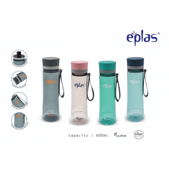 Jual Botol Minum Tritan Premium Eplas Water Bottle With Handle (600ml), Water Tumbler, Botol Air ...