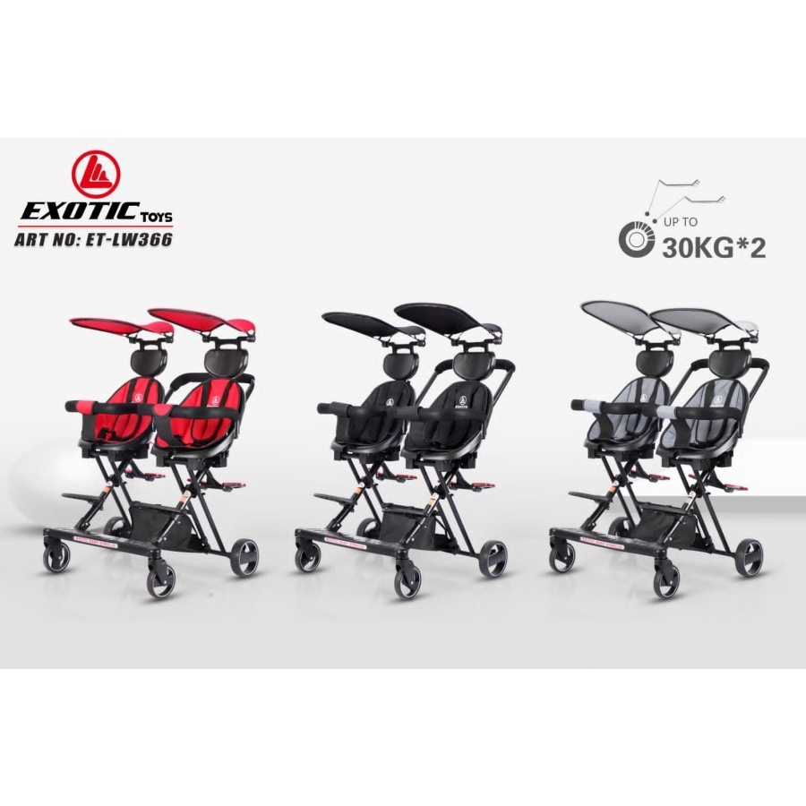 Jual (FREE PACKING) Magic Stroller Twins Kembar Pasific Exotic ET-LW366 ET LW 366 LW-366 ...
