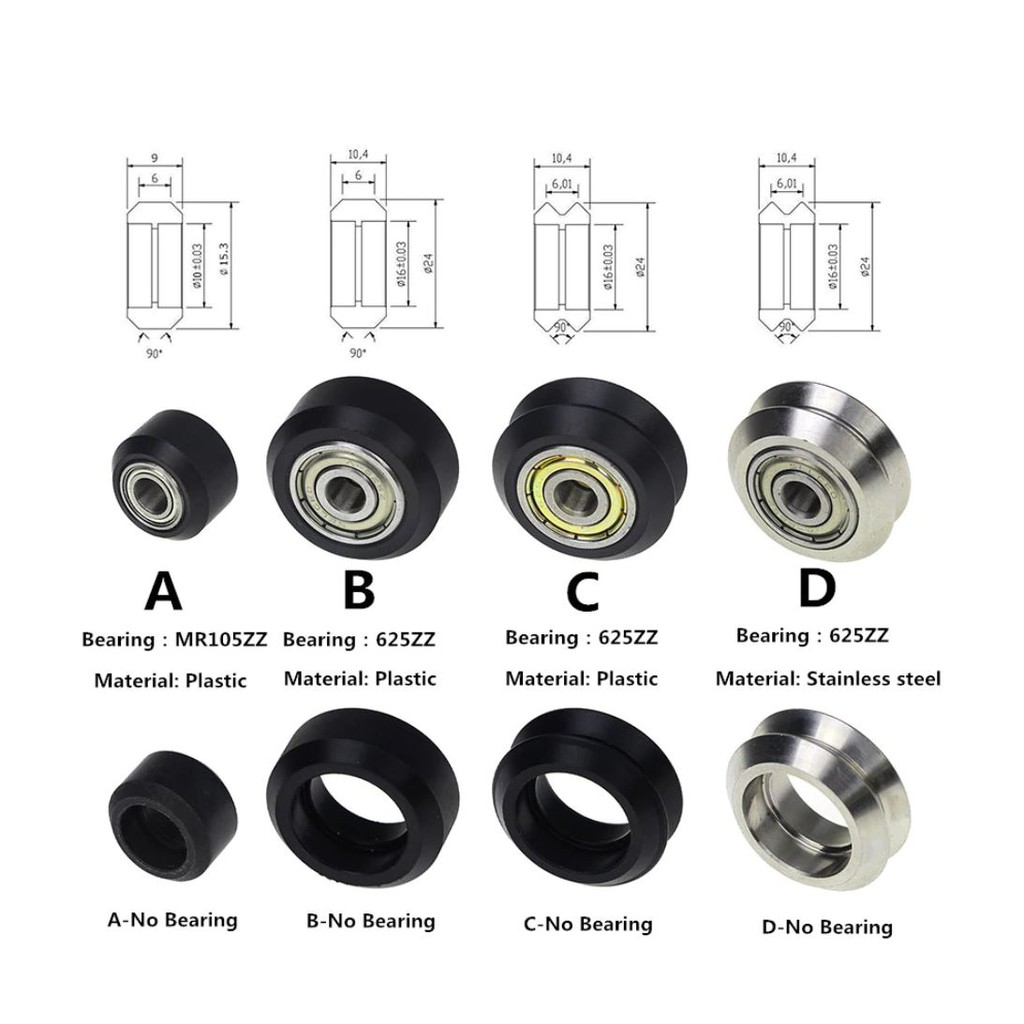 Jual CNC Roda Openbuilds MR105ZZ 625zz V-wheel Stainless wheel POM ...
