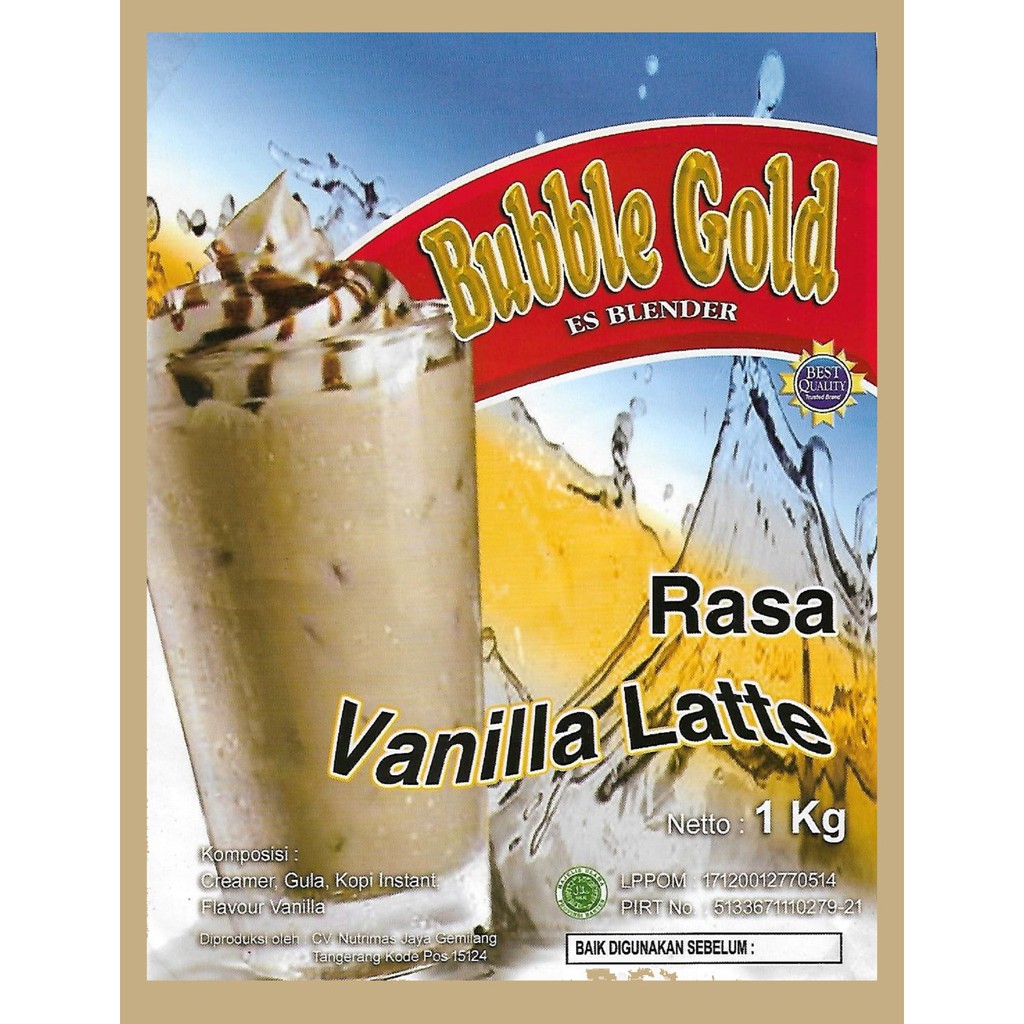 Jual KEMASAN 1KG BUBBLE GOLD VANILLA LATTE | SERBUK MINUMAN RASA VANILA ...