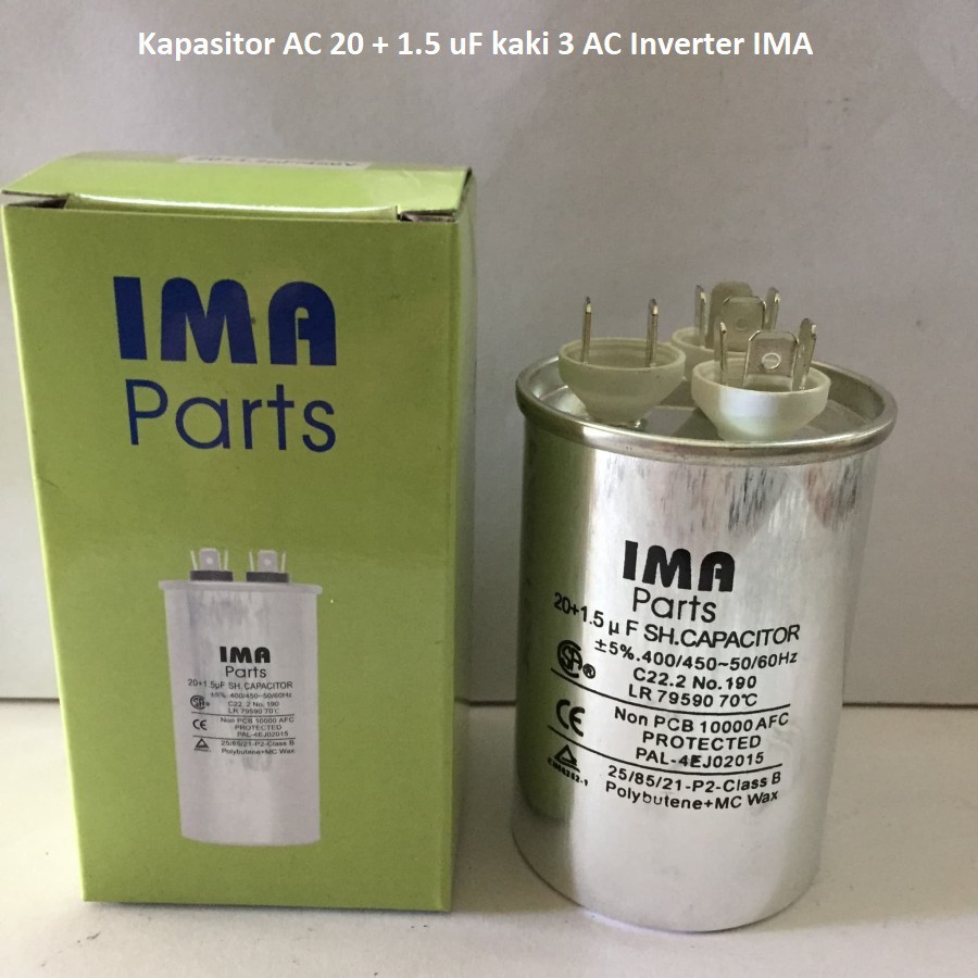 Jual kapasitor ac inverter 20 + 1.5 uF Kaki 3 IMA Mascotop Capacitor ...
