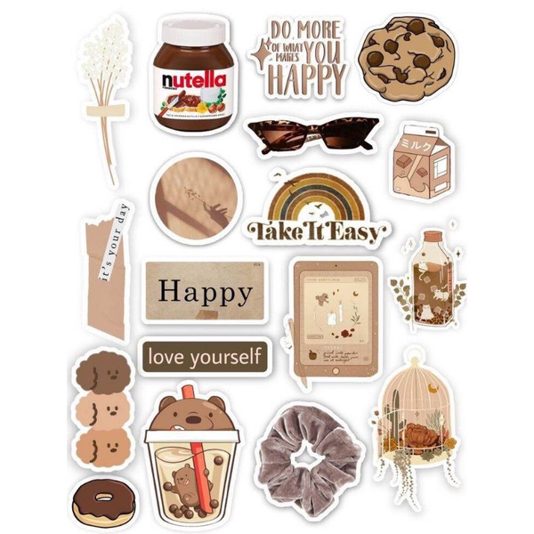Jual Sticker Tumblr Aesthetic mini tema coklat | Shopee Indonesia