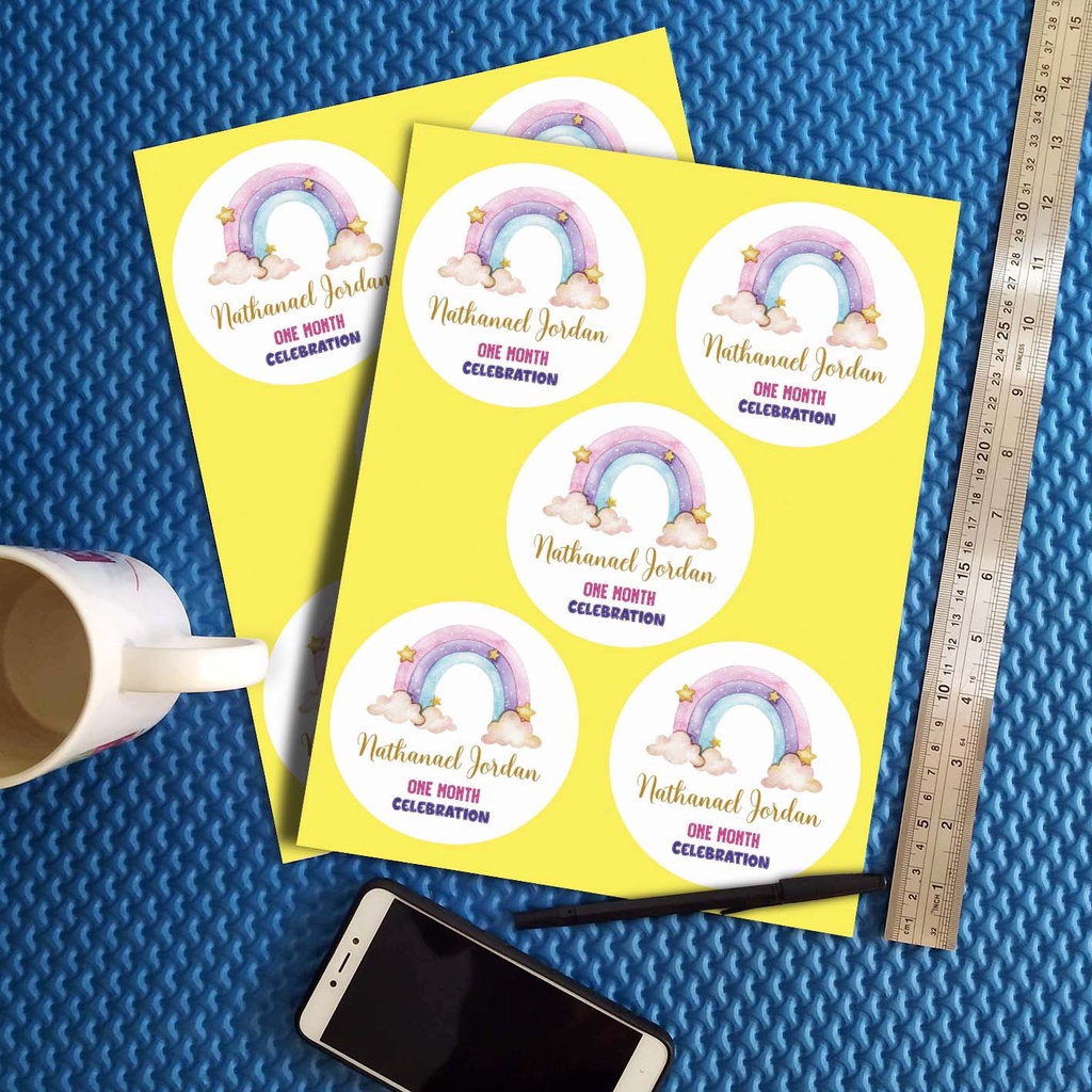 Jual STIKER ULANG TAHUN ANAK BOHO RAINBOW PELANGI STICKER ONE MONTH ...