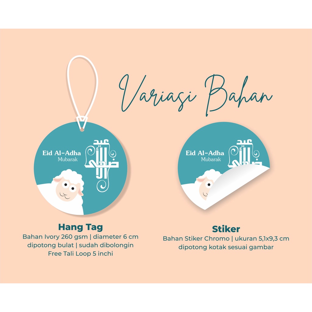 Jual Hang Tag/Kartu /Stiker label Hadiah Parcel Tema Idul Adha Bulat ...