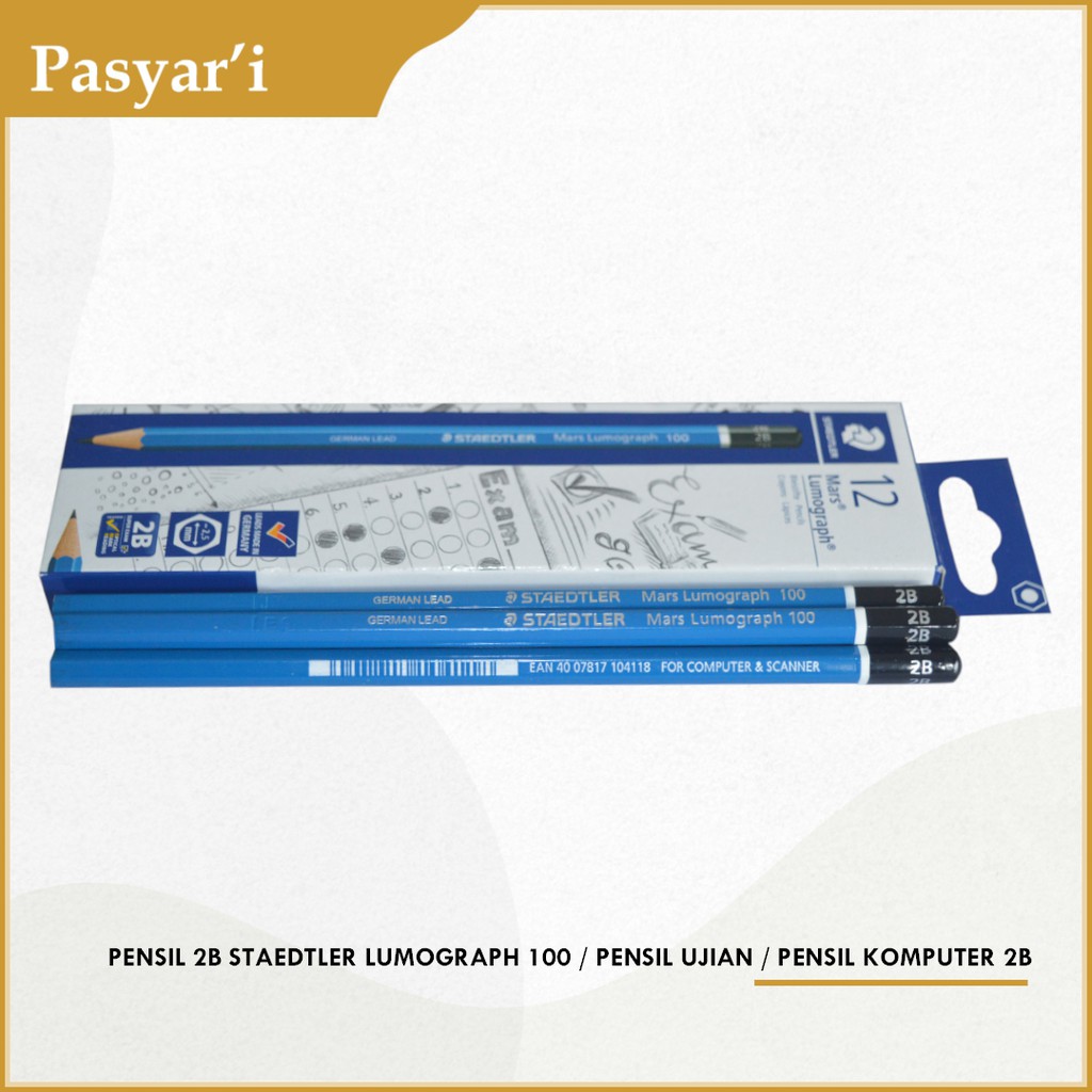 Jual Pensil 2B Staedtler Lumograph 100 Pensil Ujian Pensil Komputer 2B ...