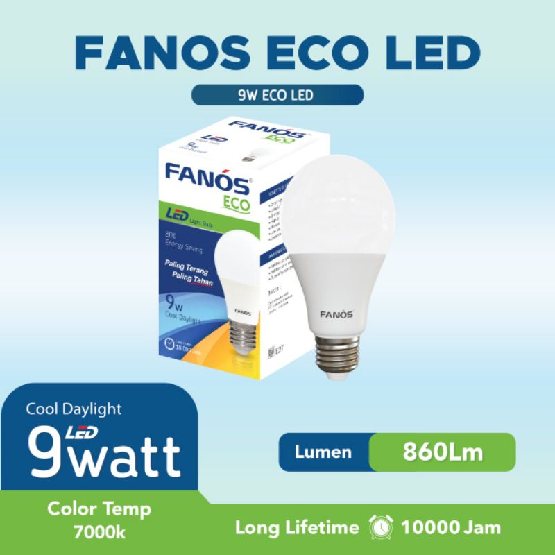 Jual Lampu Led Fanos Eco 9w 9 watt Garansi 1 Tahun Cahaya Putih | Shopee Indonesia