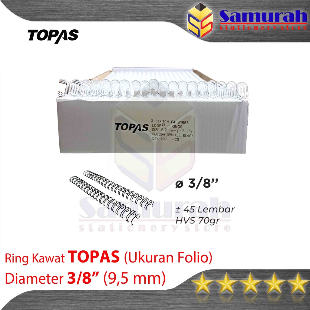 Jual Ring Binder Kawat Topas Ukuran Folio 3/8" Diameter 9,5 mm / 38 ...