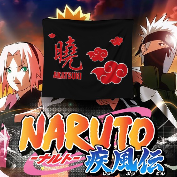 Jual bendera ANIME NARUTO AKATSUKI CLAN flag poster kain tapestry ...