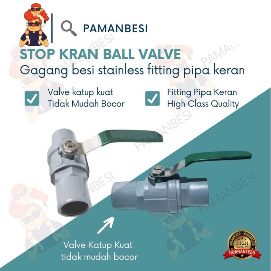 Jual Stop kran Ball Valve gagang besi stainless 3/4 inch fitting pipa keran | Shopee Indonesia