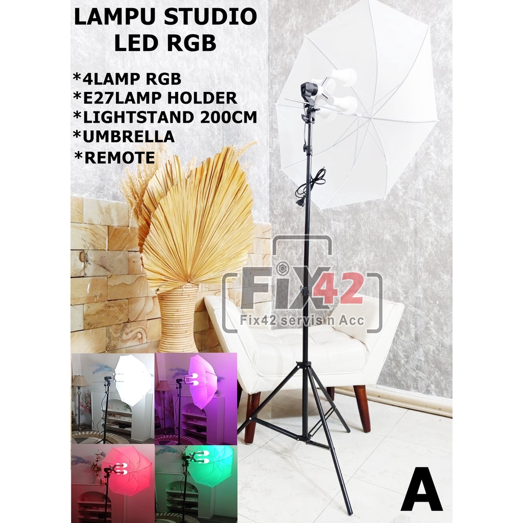 Jual Paket Lampu Studio LED Continuous Light Foto Video Lightsaber LS442 RGB 4Lamp Socket E27 ...