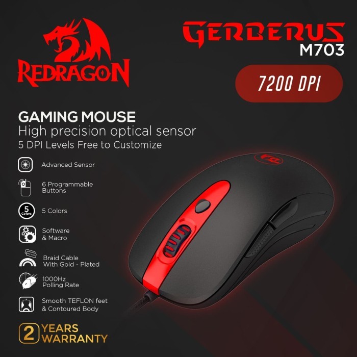 Jual Redragon M703 Gaming Mouse GERBERUS | Shopee Indonesia