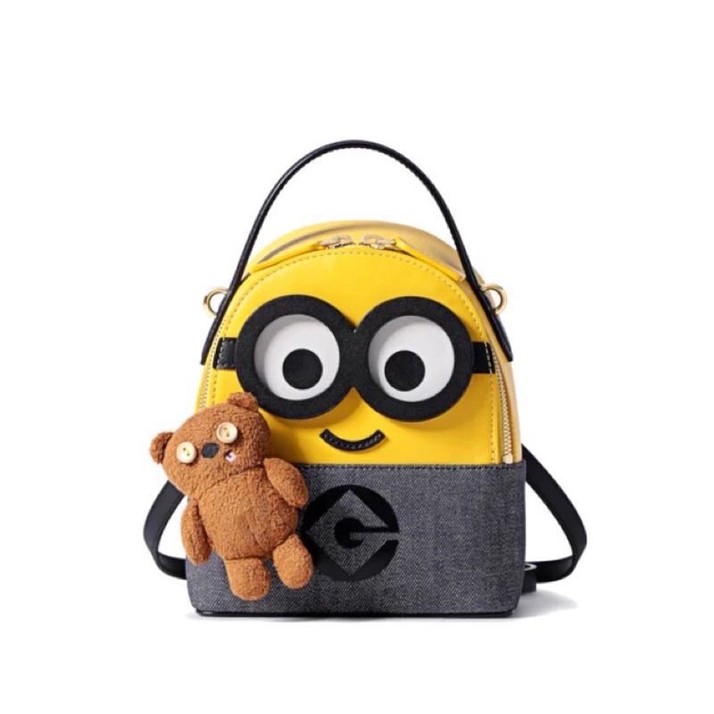 Jual Fion Minions Denim with Leather Backpack (teddy), minion ...
